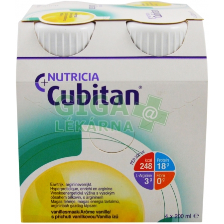 Cubitan s př. vanilkovou por.sol. 4x200ml - GigaLékárna.cz