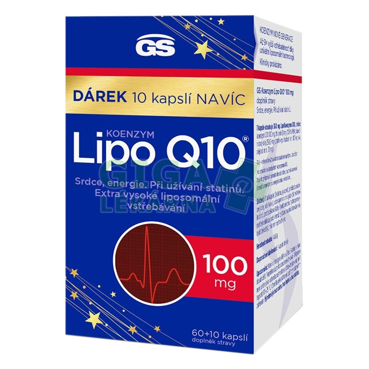 GS Koenzym Lipo Q10 100mg 60+10 kapslí dárek - GigaLékárna.cz