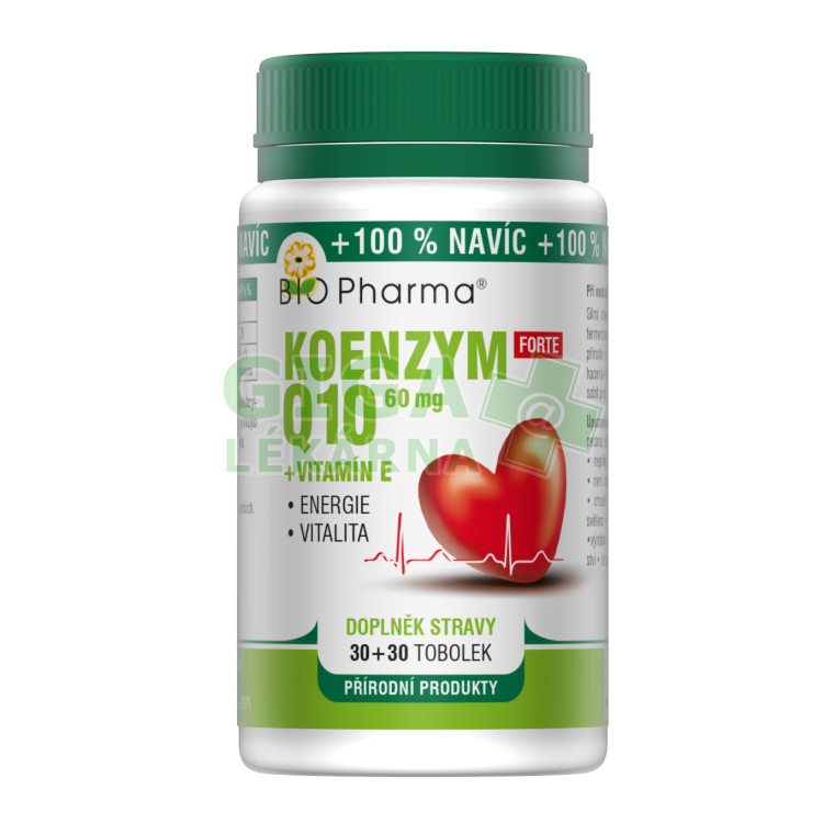 BIO-Pharma Koenzym Q10 Forte Vitamín E 60 tob. - GigaLékárna.cz