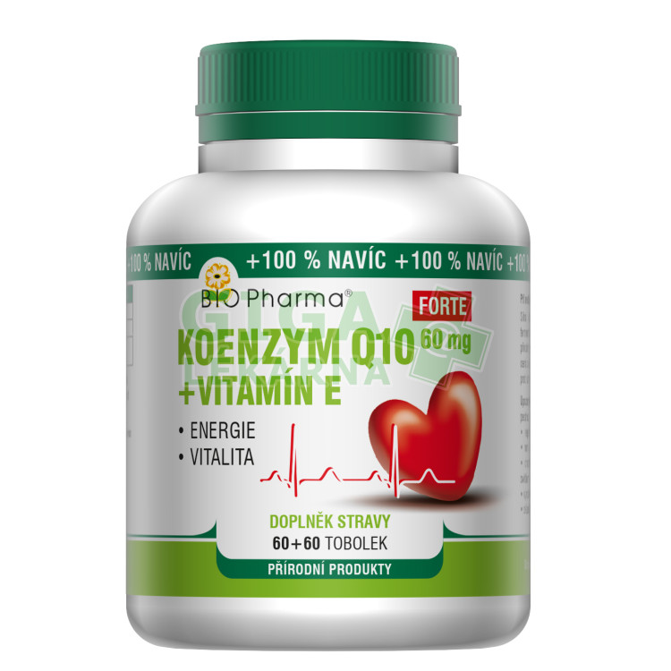 BIO-Pharma Koenzym Q10 Forte Vitamín E 120 tob. - GigaLékárna.cz