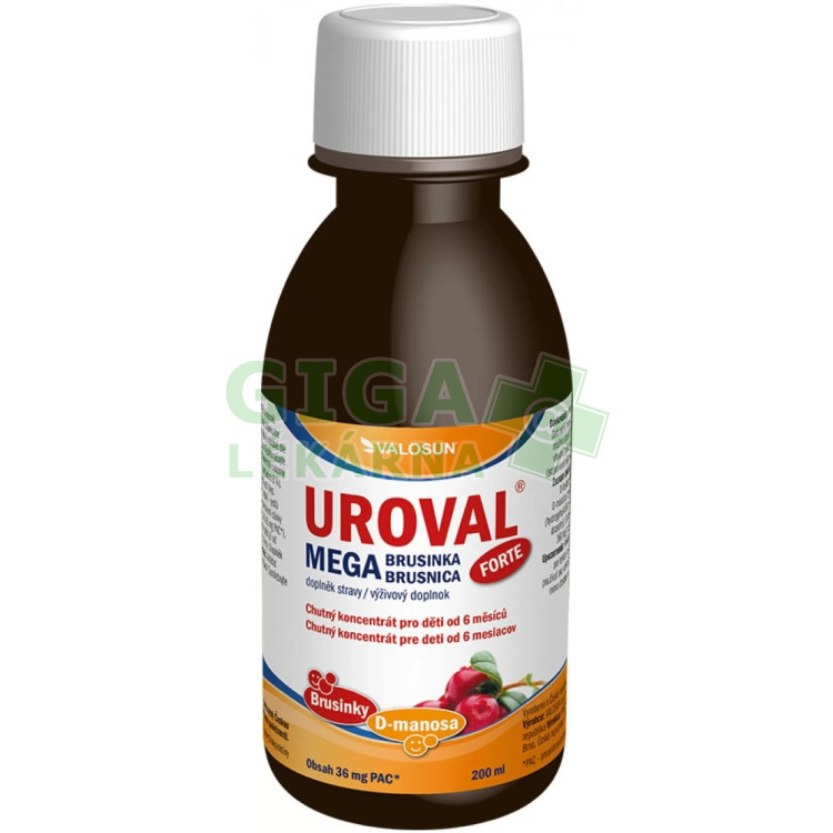 Uroval MEGA BRUSINKA sirup forte 200ml - GigaLékárna.cz