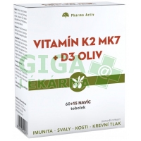 Vitamín K2 MK7 + D3 OLIV 60+15 tobolek Pharma Activ - GigaLékárna.cz